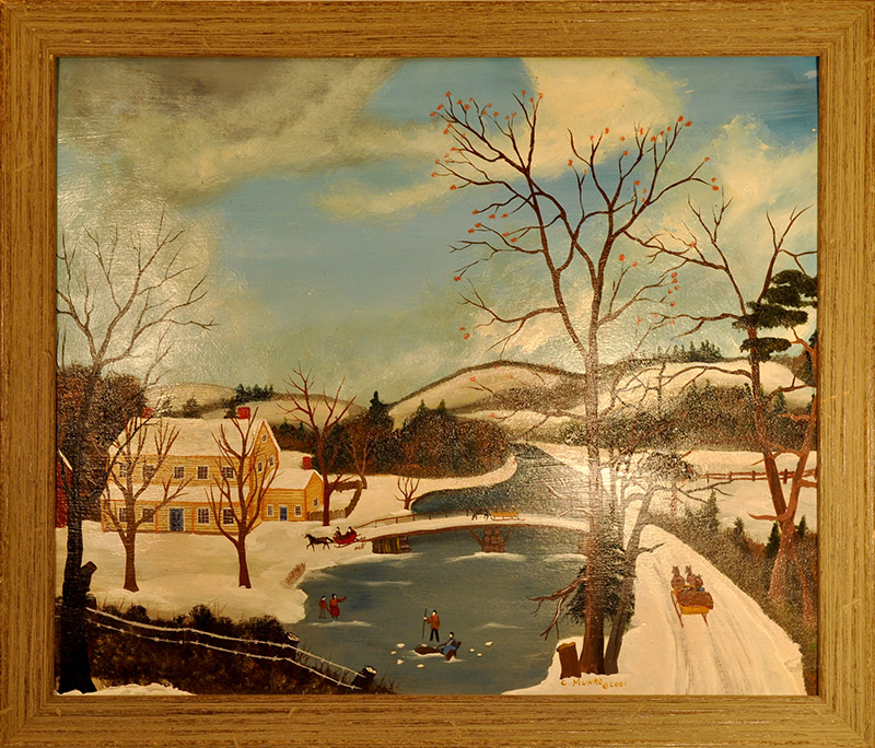 “Ice Fishing” – Original Painting - Cape Cod Folk Art