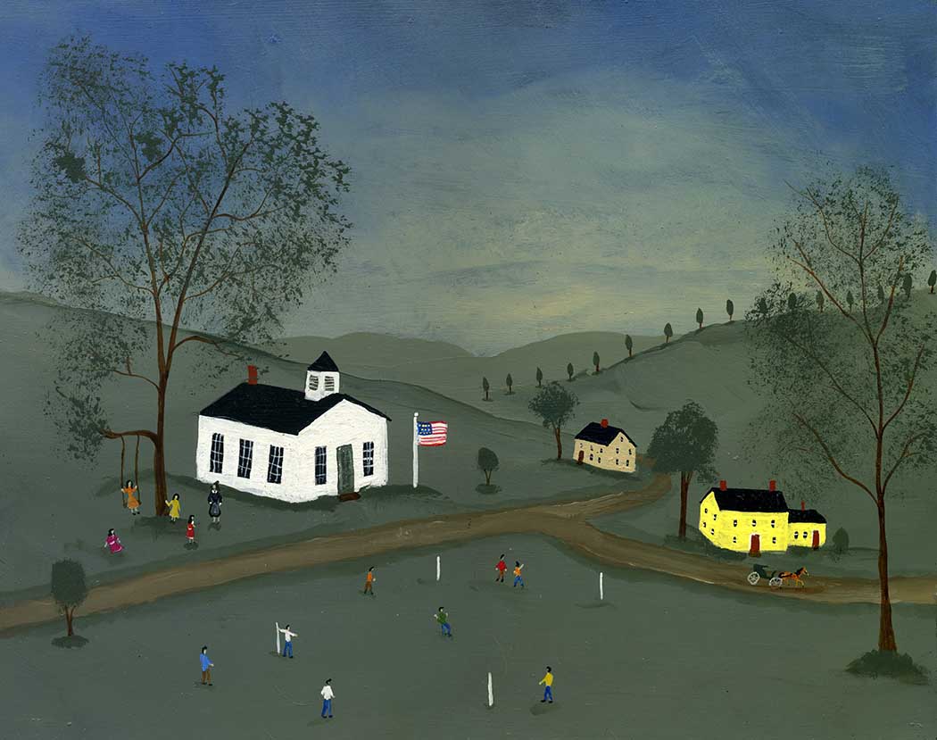 “School Recess” – Original Painting - Cape Cod Folk Art